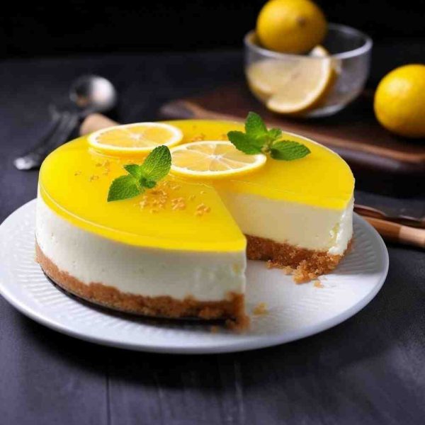 No-Bake Limoncello Cheesecake with digestive biscuits crust